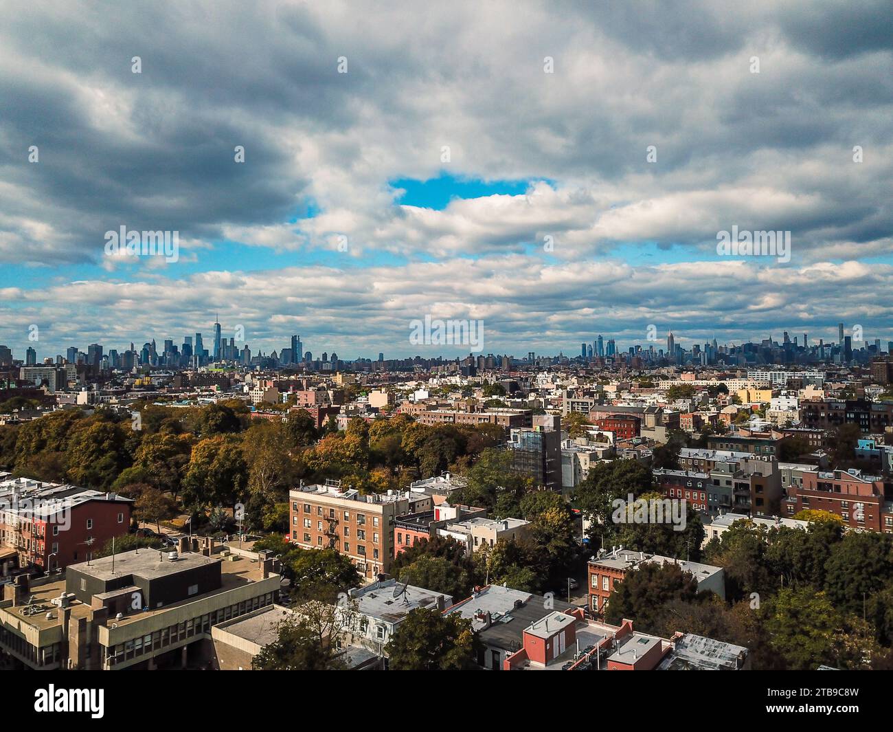 The skylines of New York City a view from Brooklyn Stock Photo - Alamy