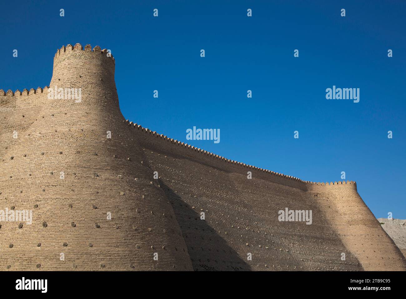 Fortress wall of the Ark of Bukhara in Uzbekistan; Bukhara, Uzbekistan ...