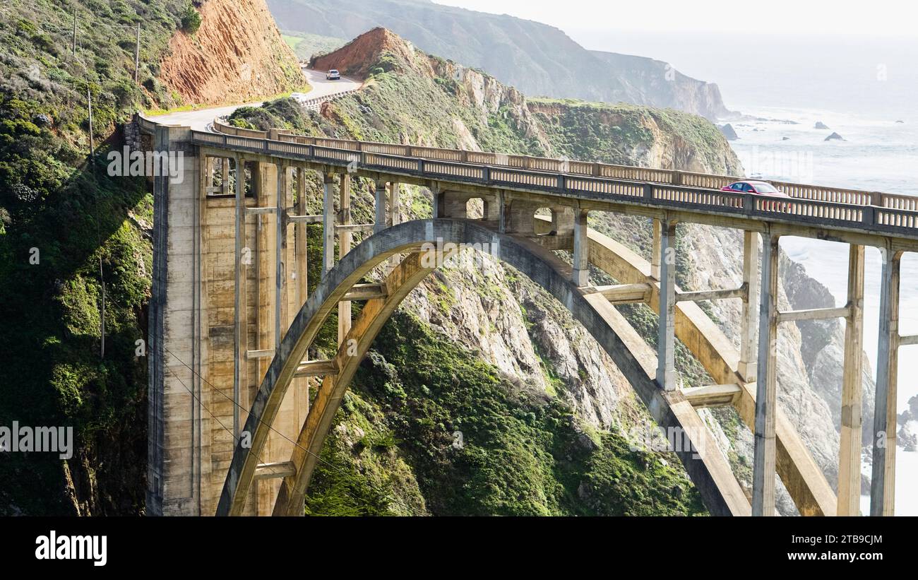 Bixby Creek Bridge and Pacific Coast Highway in California, USA Stock ...