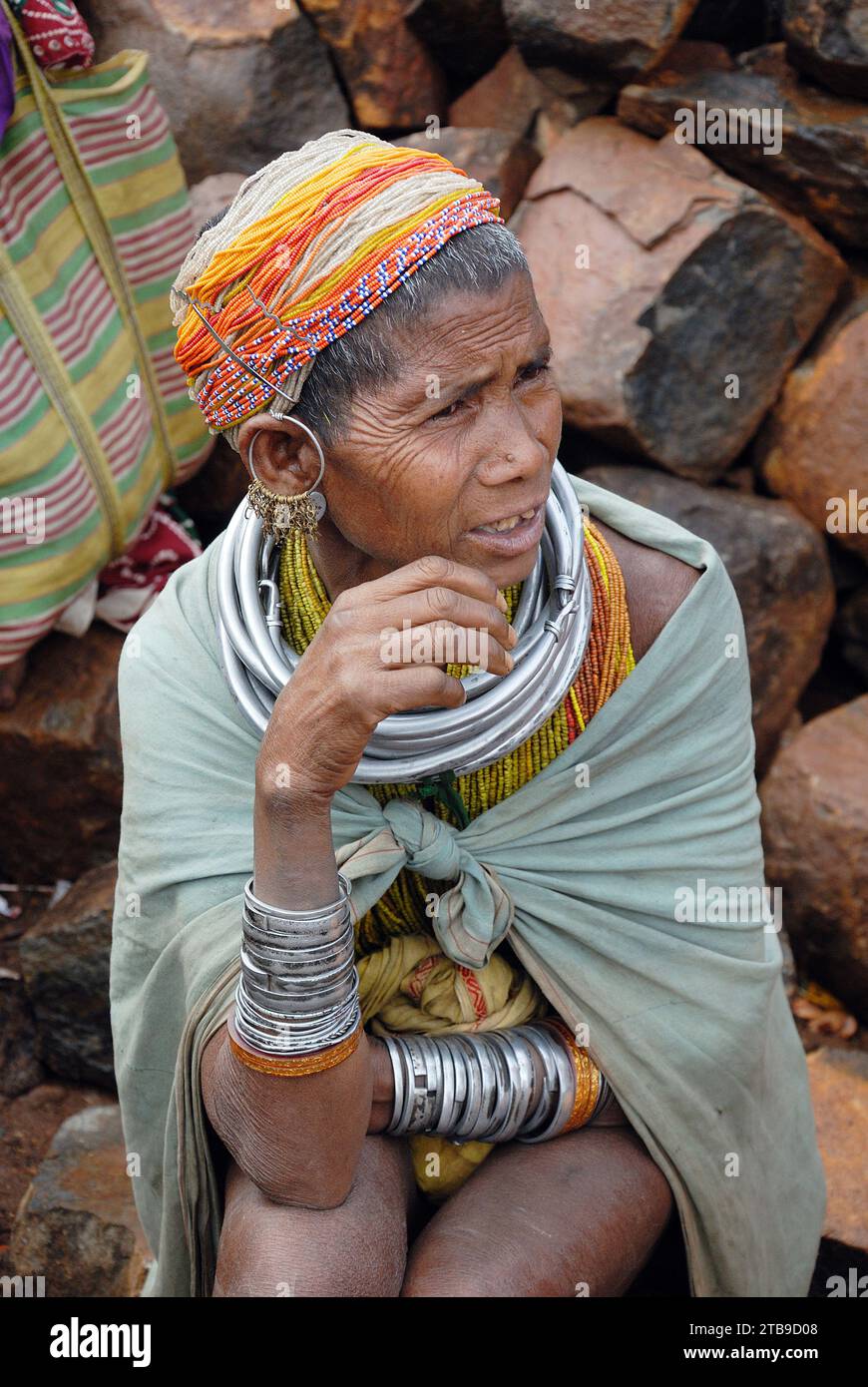 Tribal portrait. The Bonda, also known as Remo, are a Munda ethnic ...