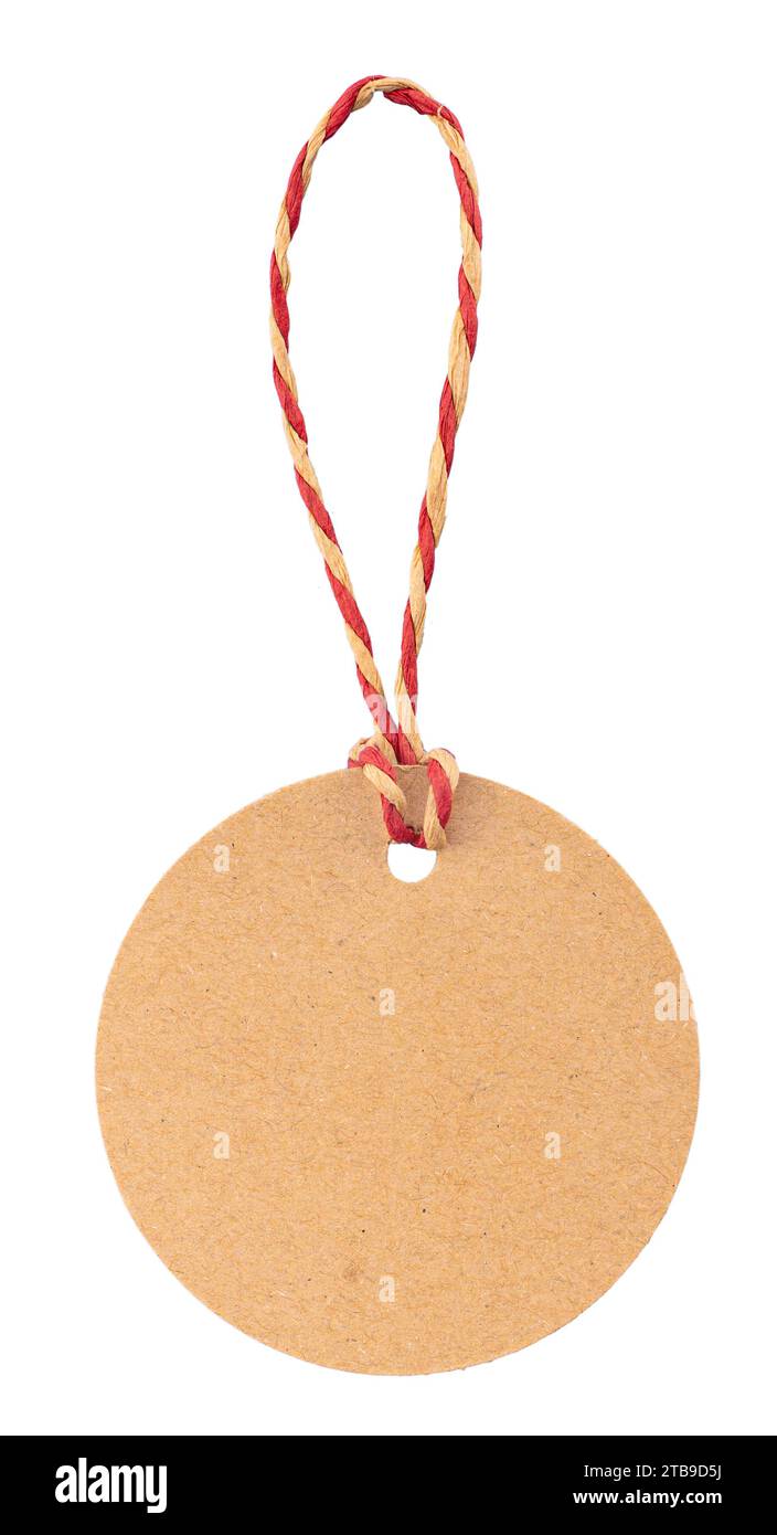 Circle Blank cardboard price tag isolated on white background. Template ...
