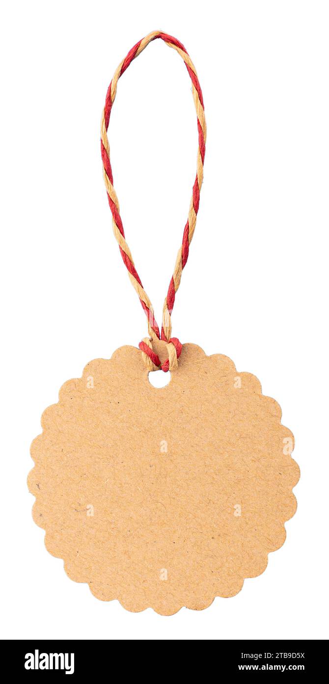 Circle Blank cardboard price tag isolated on white background. Template ...