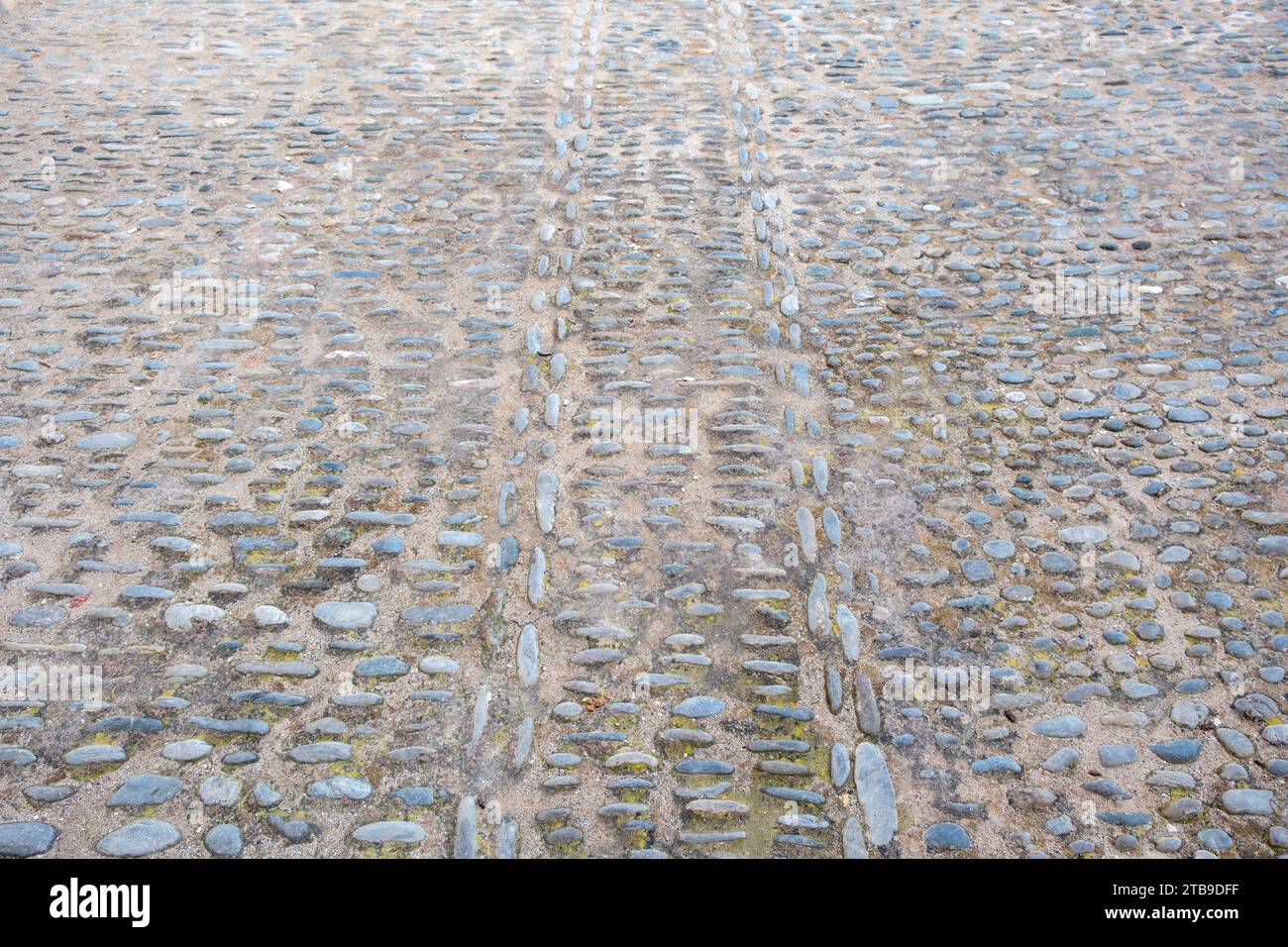 Stone and cement paved footpath background texture, empty cobblestone ...