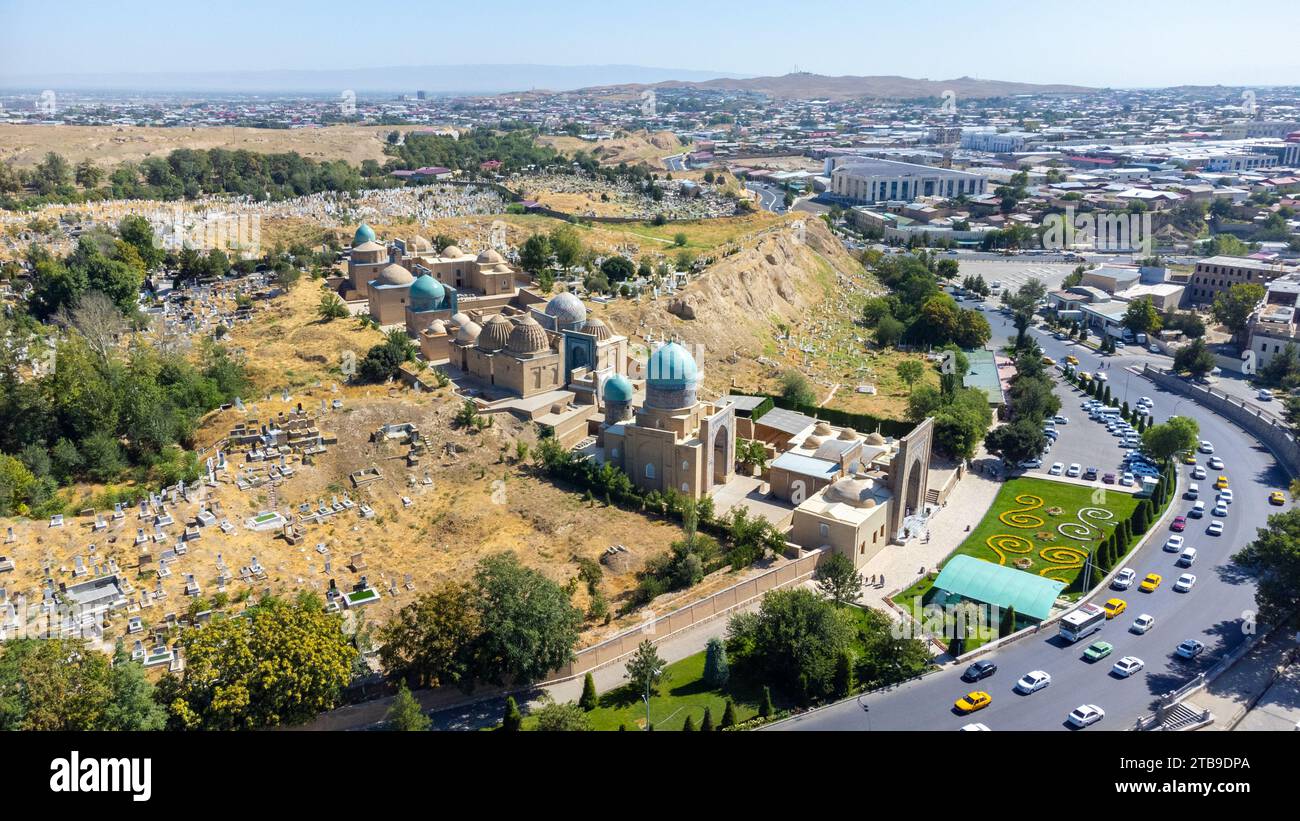 Aerial view of Shah-i-Zinda necropolis in Samarkand Uzbekistan Stock ...