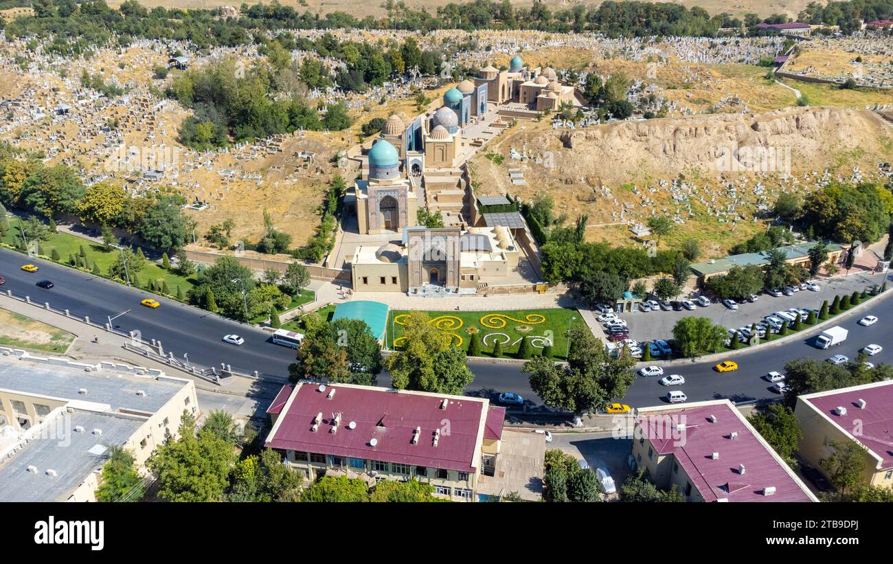 Aerial view of Shah-i-Zinda necropolis in Samarkand Uzbekistan Stock ...