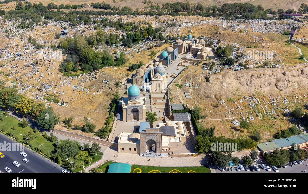 Aerial view of Shah-i-Zinda necropolis in Samarkand Uzbekistan Stock ...