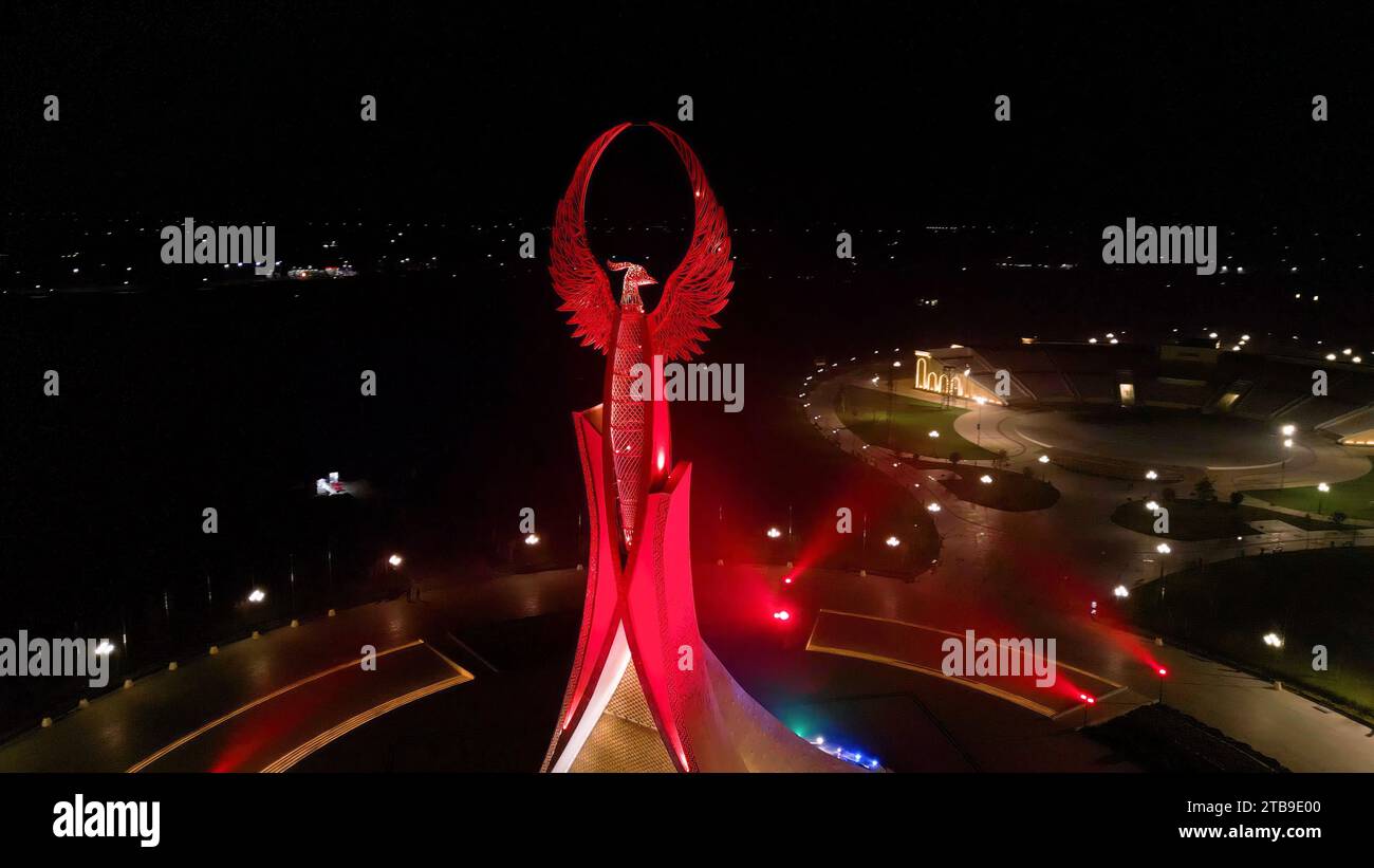 Tashkent, Uzbekistan - December 14, 2022: Aerial view of Huma bird ...