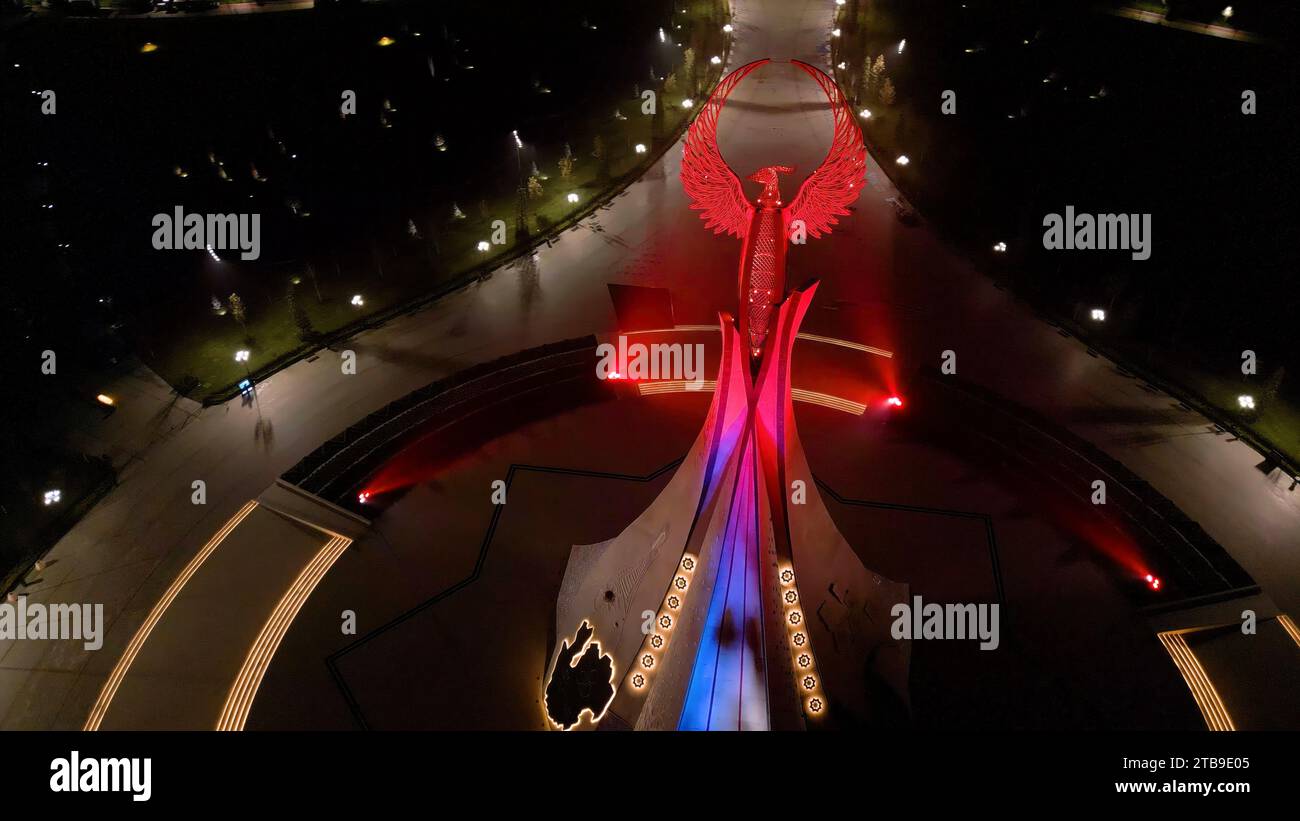 Tashkent, Uzbekistan - December 14, 2022: Aerial view of Huma bird ...