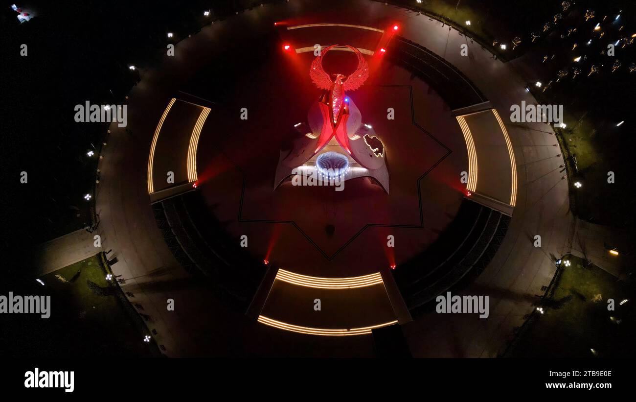 Tashkent, Uzbekistan - December 14, 2022: Aerial view of Huma bird ...