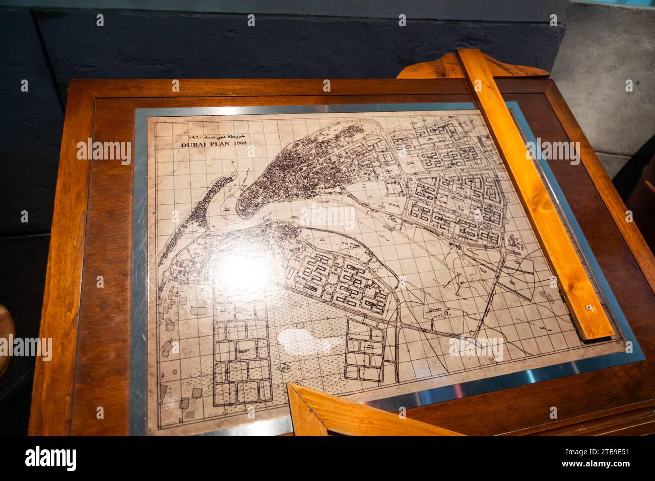 Dubai, United Arab Emirates - June 21, 2023: 1960 old map of Dubai city ...