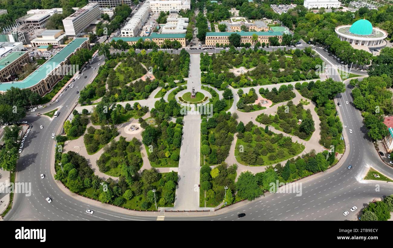 Tashkent, Uzbekistan - May 24, 2022: Aerial view of Amir Timur Square ...