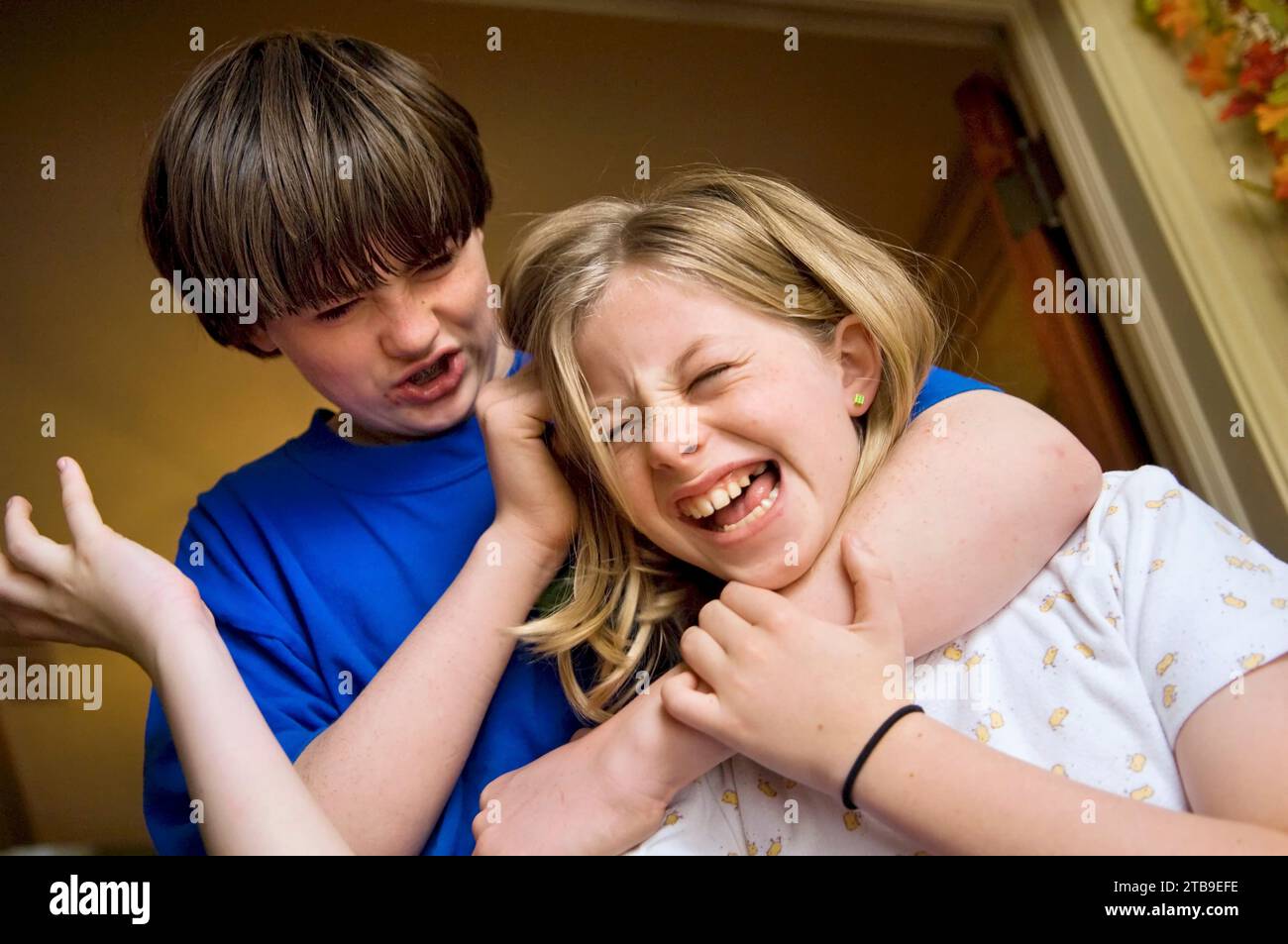 Two siblings in a physical fight at home; Lincoln, Nebraska, United ...