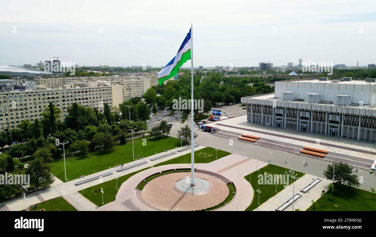 Flag of uzbekistan waving hi-res stock photography and images - Alamy