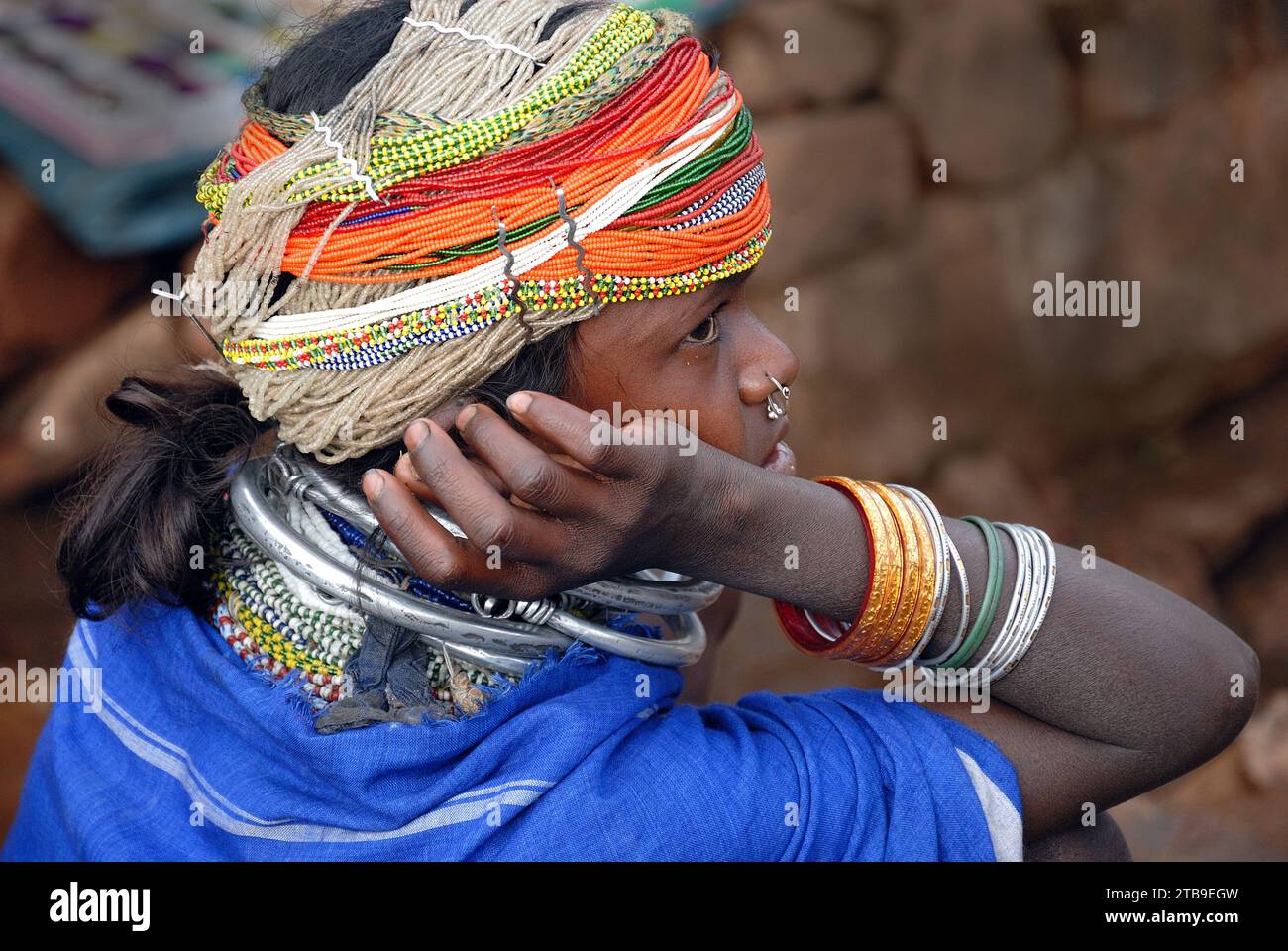 Tribal portrait. The Bonda, also known as Remo, are a Munda ethnic ...