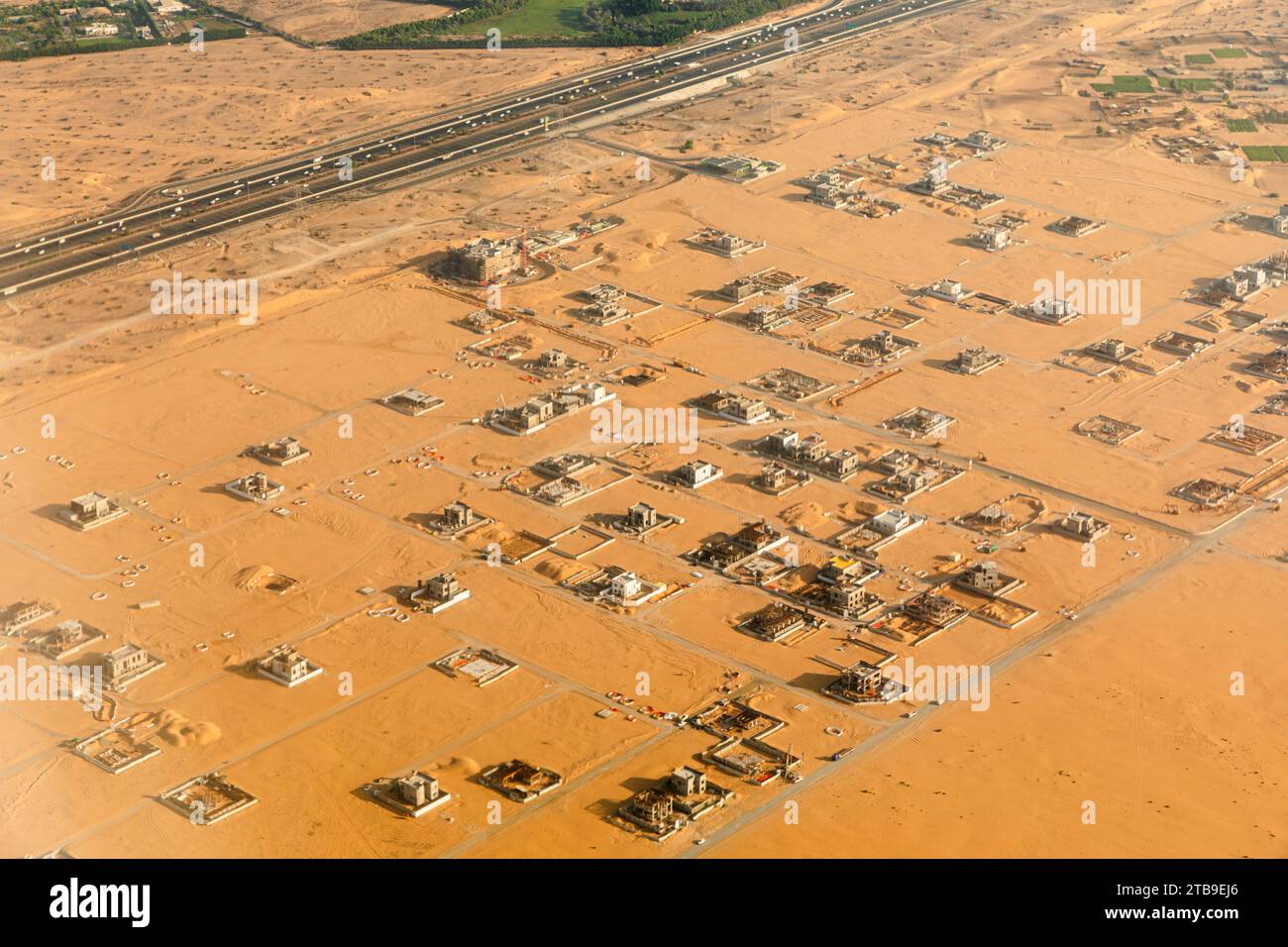 Aerial view of Dubai deserts with settlements Stock Photo - Alamy