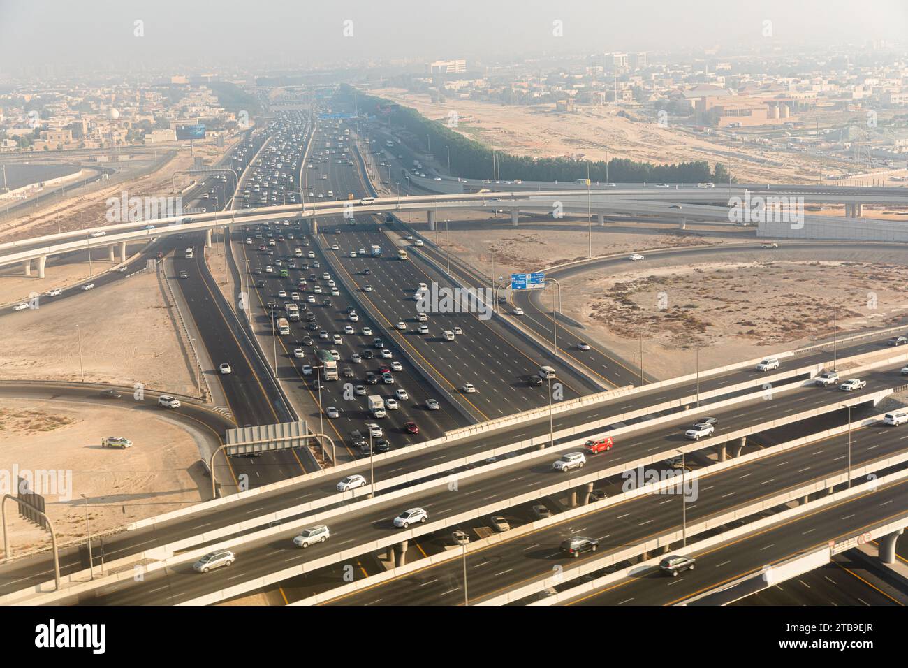 Aerial view of Dubai highways with cars Stock Photo - Alamy