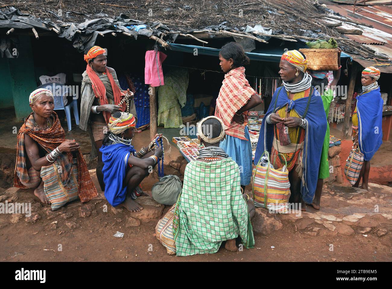 Bondas tribal people at the Ankudeli market. The Bonda, also known as ...