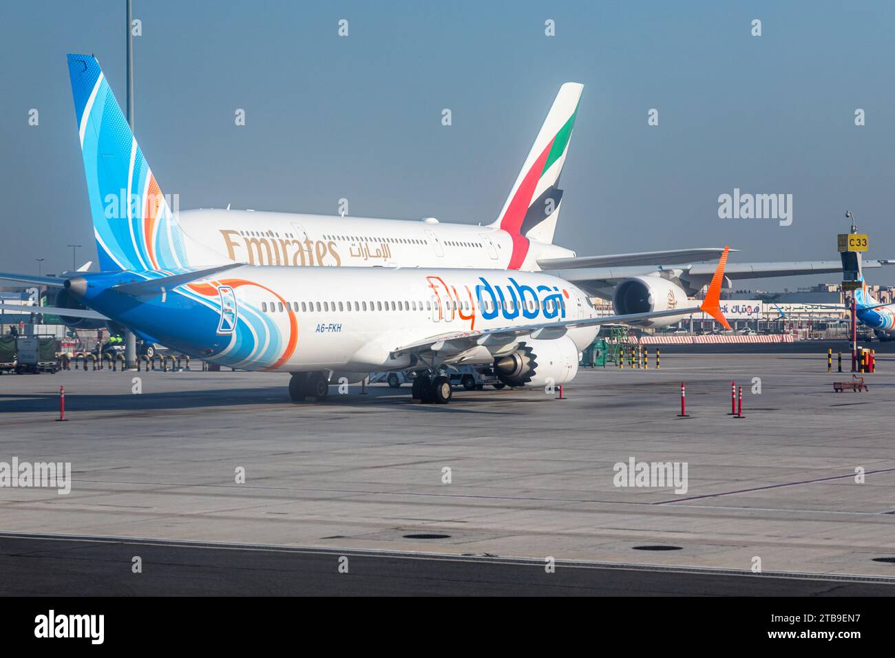 Dubai, United Arab Emirates - October 12, 2023: Emirates and Fly Dubai ...