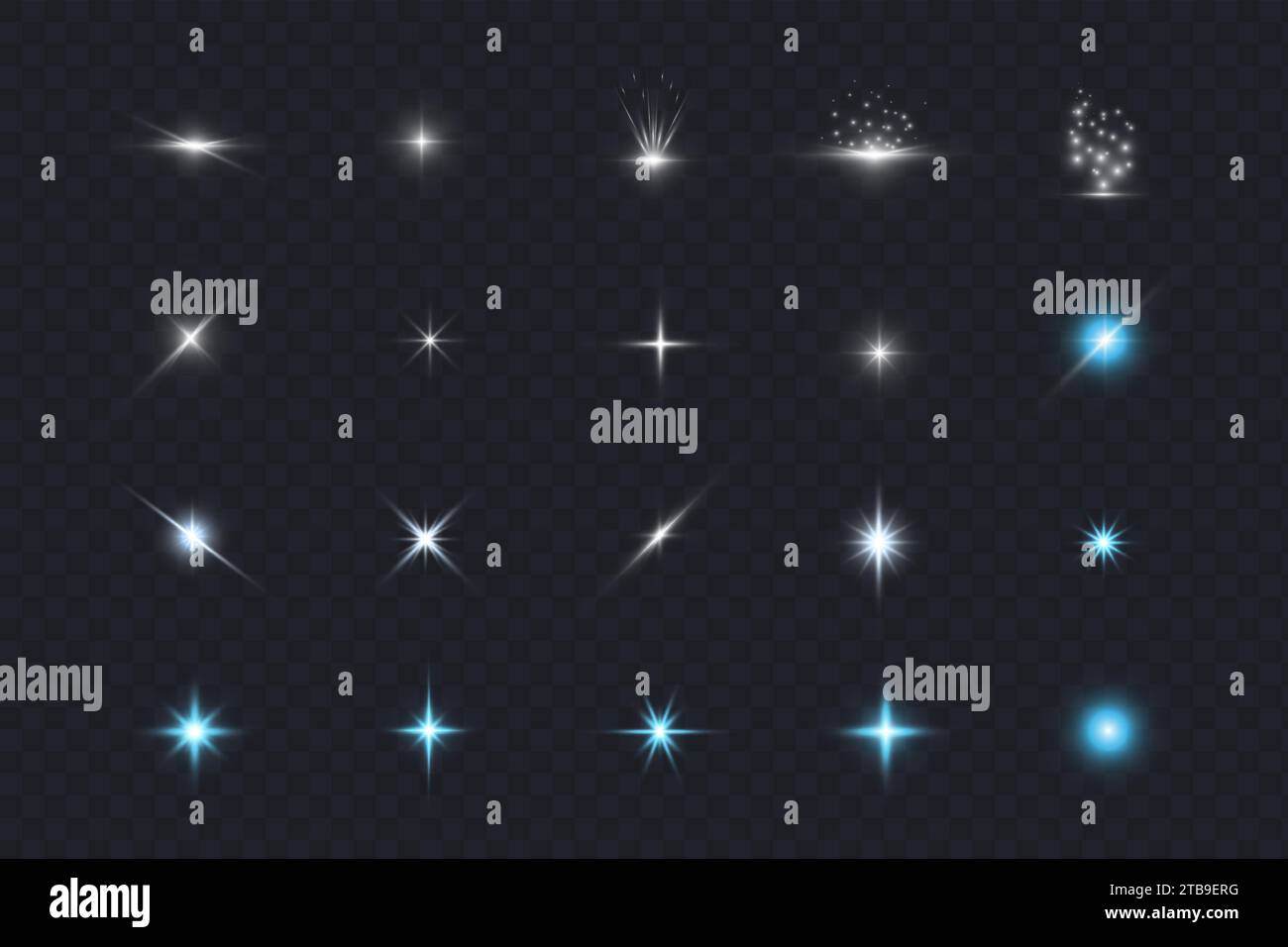 Glare glowing particles light rays set on transparent background ...