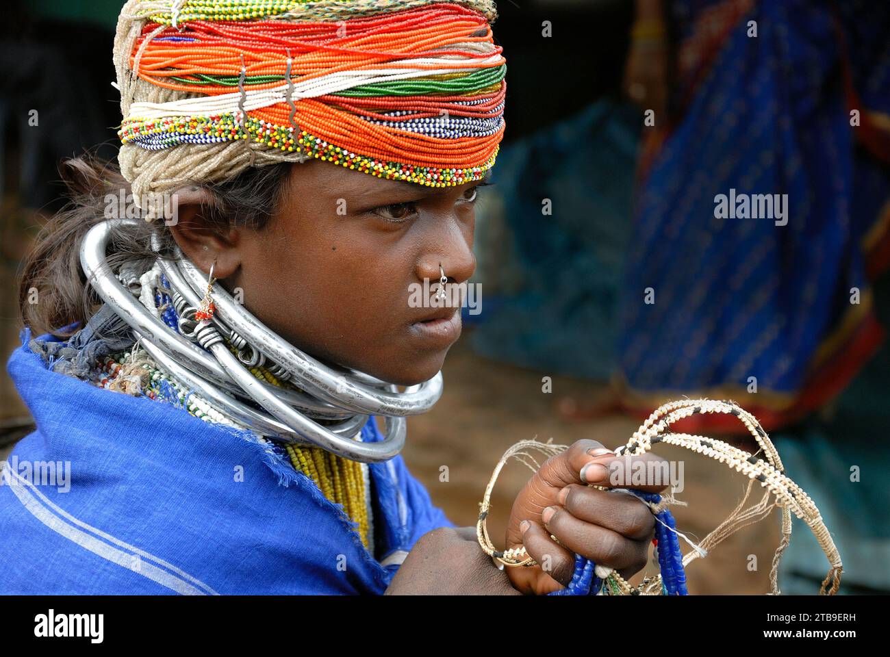 Tribal portrait. The Bonda, also known as Remo, are a Munda ethnic ...