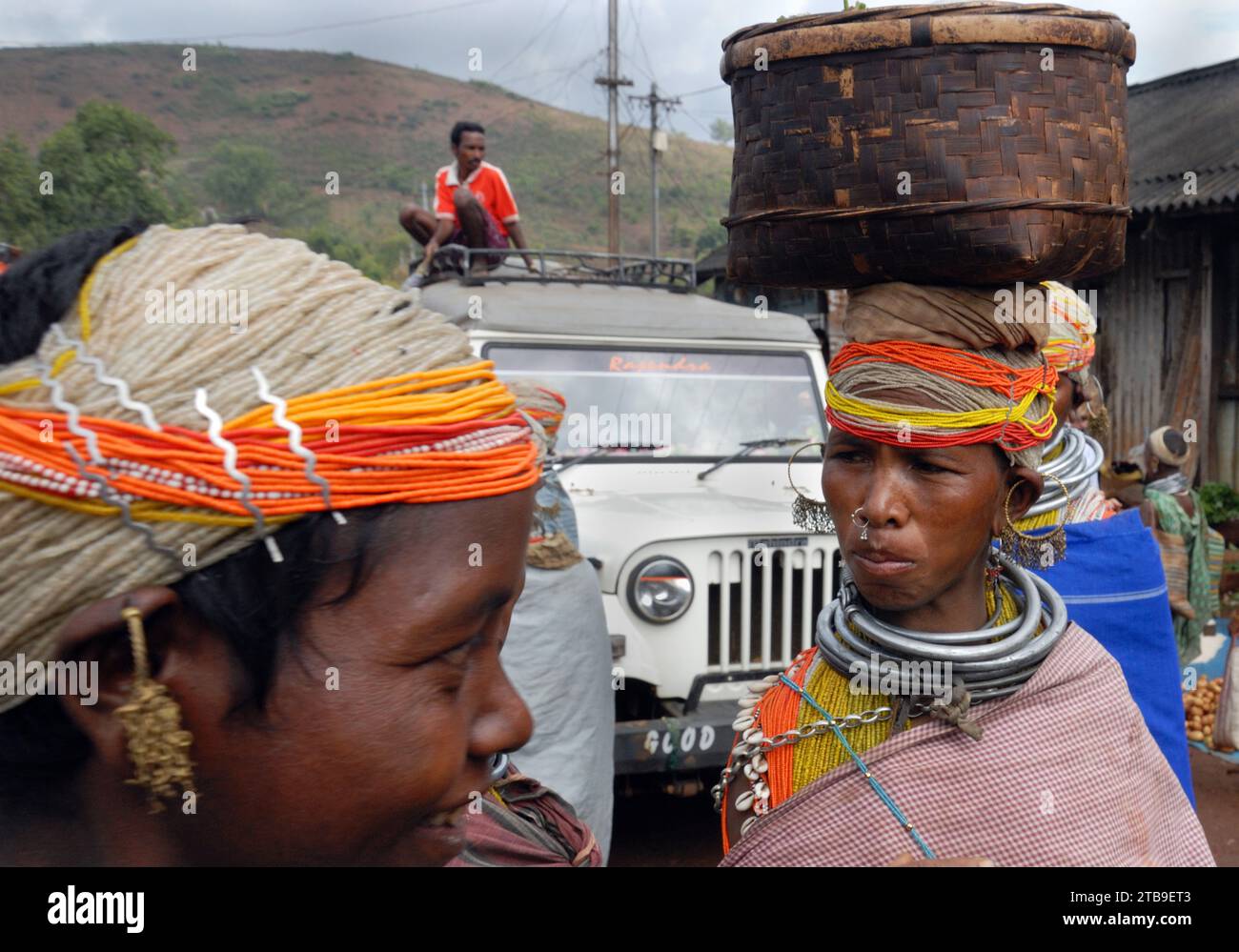 Bondas tribal people at the Ankudeli market. The Bonda, also known as ...