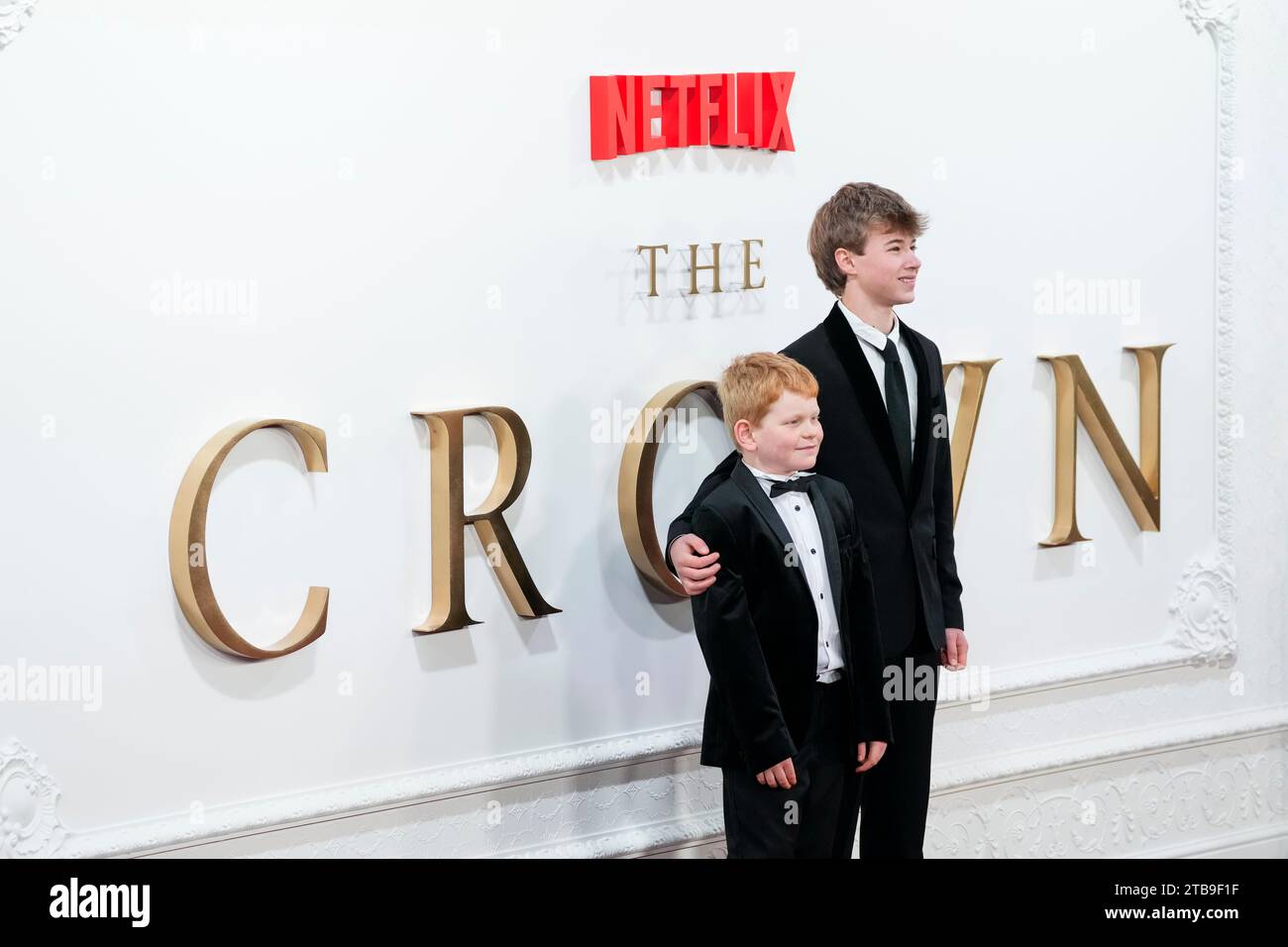 Teddy Hawley, left, and Timothee Sambor pose for photographers upon ...