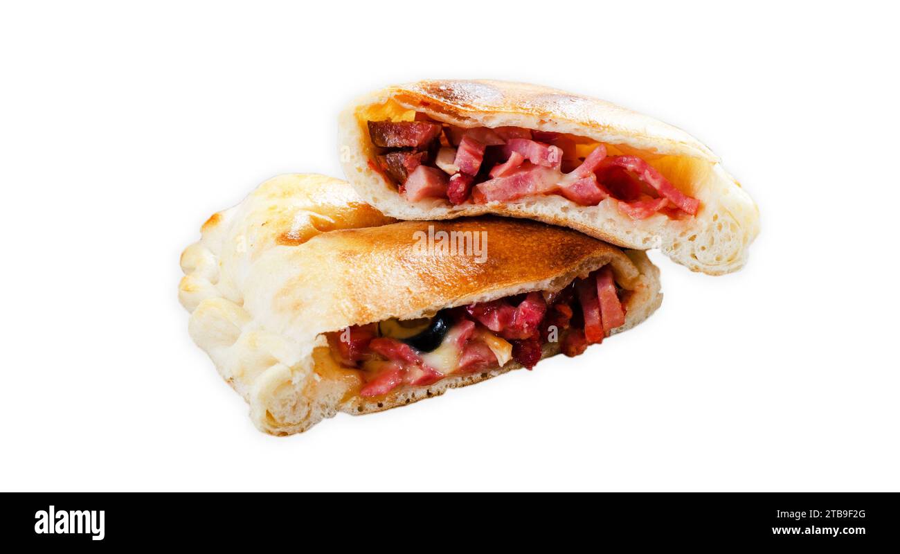 Delicious Pizza Calzone, Traditional Italian Pizza Sliced with Filling ...