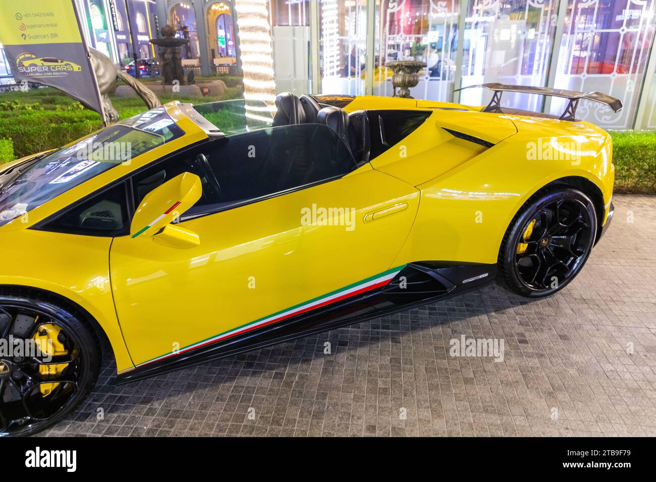 Dubai, United Arab Emirates - June 21, 2023: Yellow Lamborghini Huracán ...