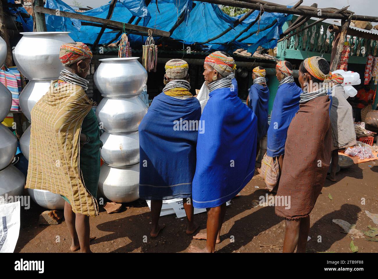 Bondas tribal people at the Ankudeli market. The Bonda, also known as ...