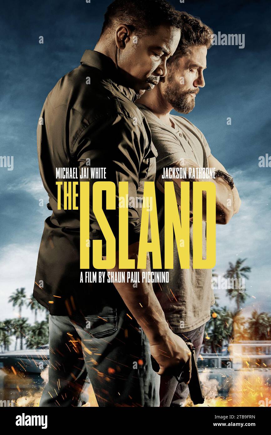 The Island Michael Jai White & Jackson Rathbone poster Stock Photo - Alamy