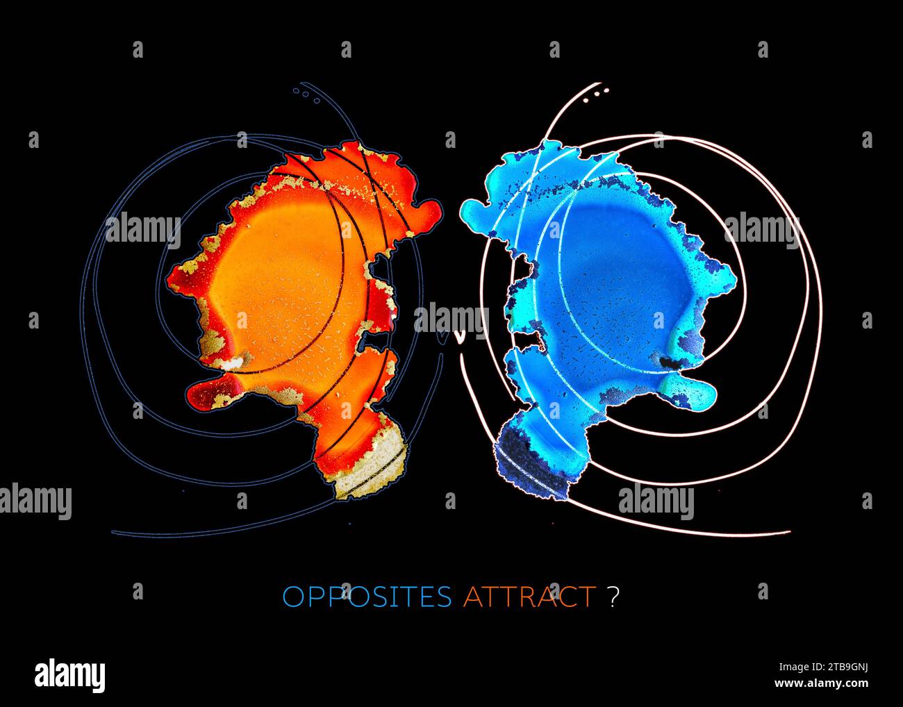 Ink Art by Lorna Rande; abstract, puzzle-like shapes in red and blue ...
