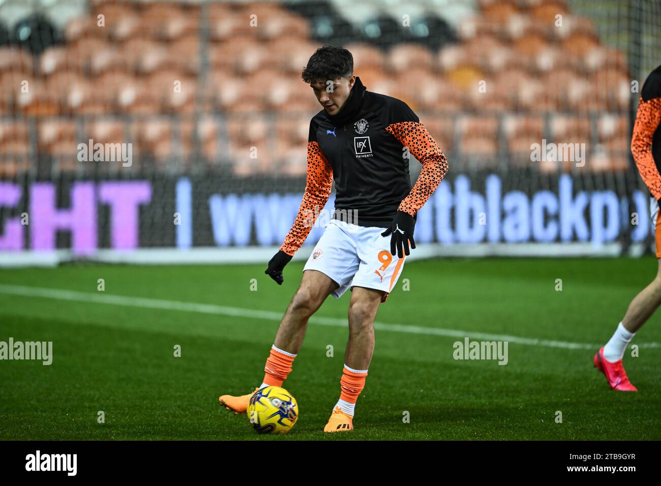 Kyle Joseph #9 of Blackpool during the pre-game warmup ahead of the ...