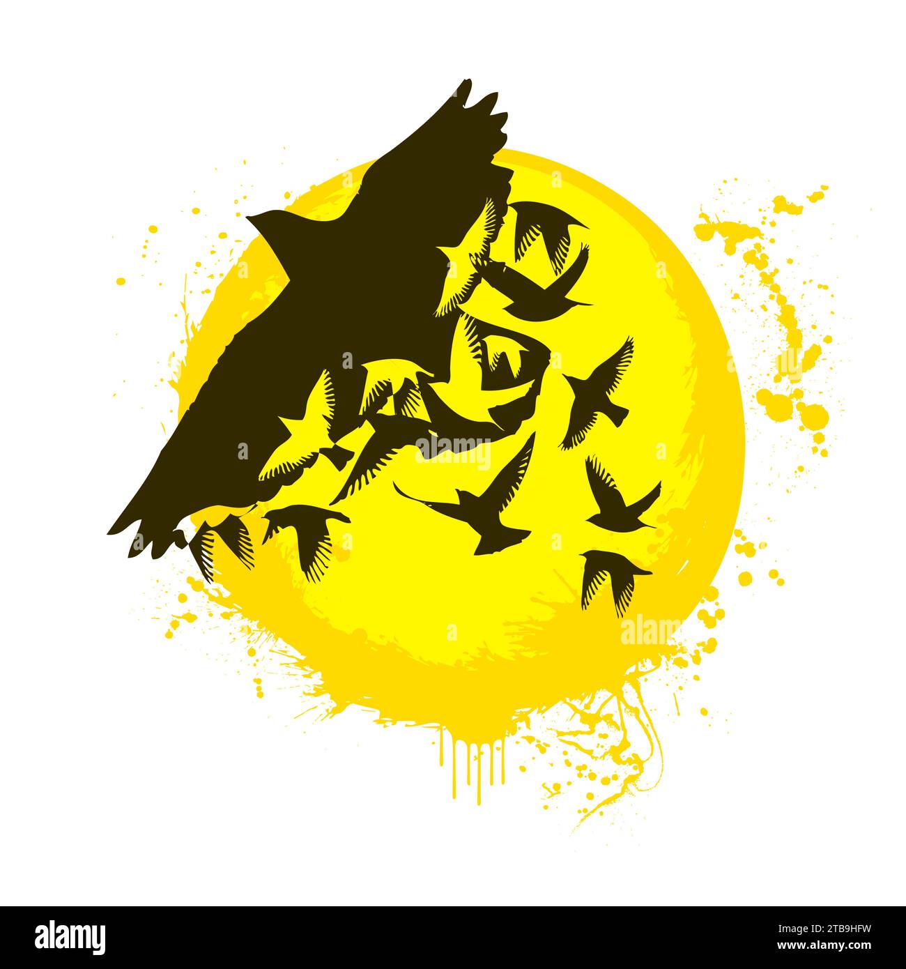 Abstract logo bird and sun. hand drawing. Not AI. Vector illustration ...