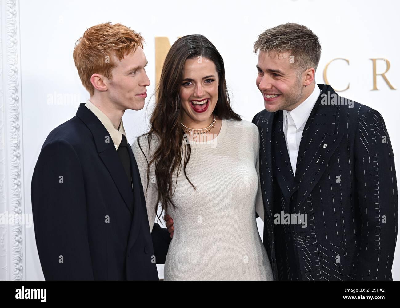 London, UK. December 5th, 2023. Luther Ford, Meg Bellamy and Ed McVey ...