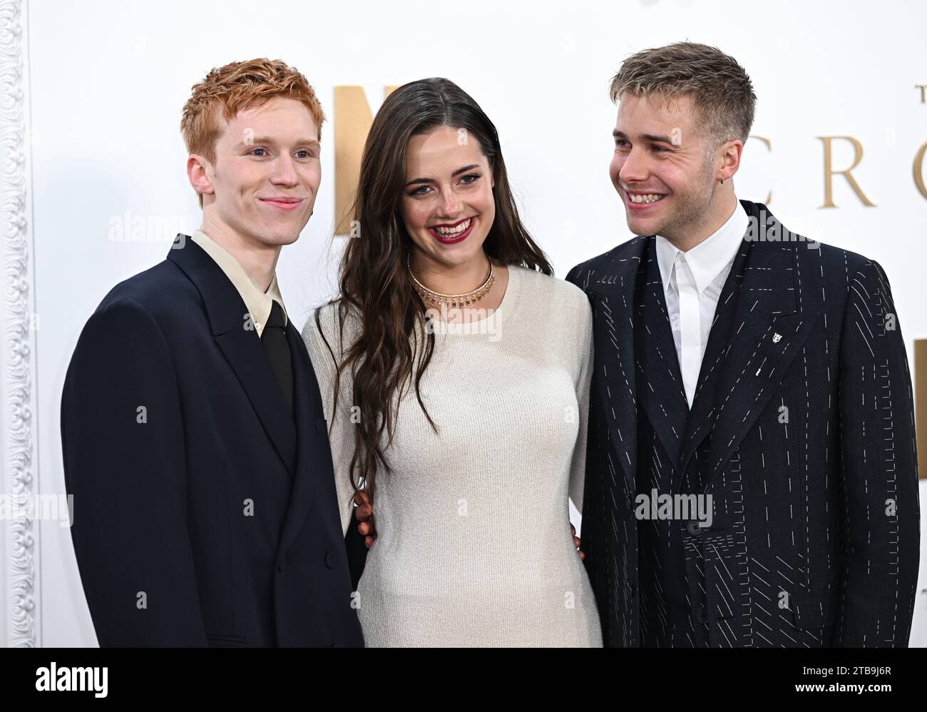 London, UK. December 5th, 2023. Luther Ford, Meg Bellamy and Ed McVey ...