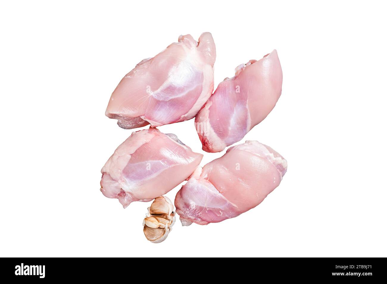 Chicken thigh fillet, Raw Boneless and skinless meat on a cutting board ...