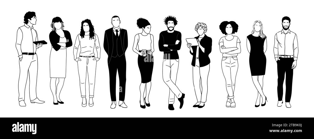 Diverse characters modern outline style hi-res stock photography and ...