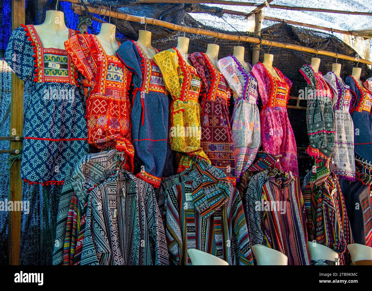 A village in northern Thailand with colourful traditional clothes and ...