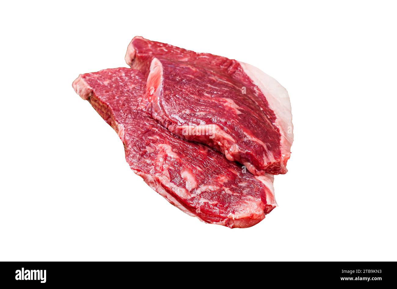 Freah Raw cap rump beef meat steak in a plate with thyme, top sirloin ...