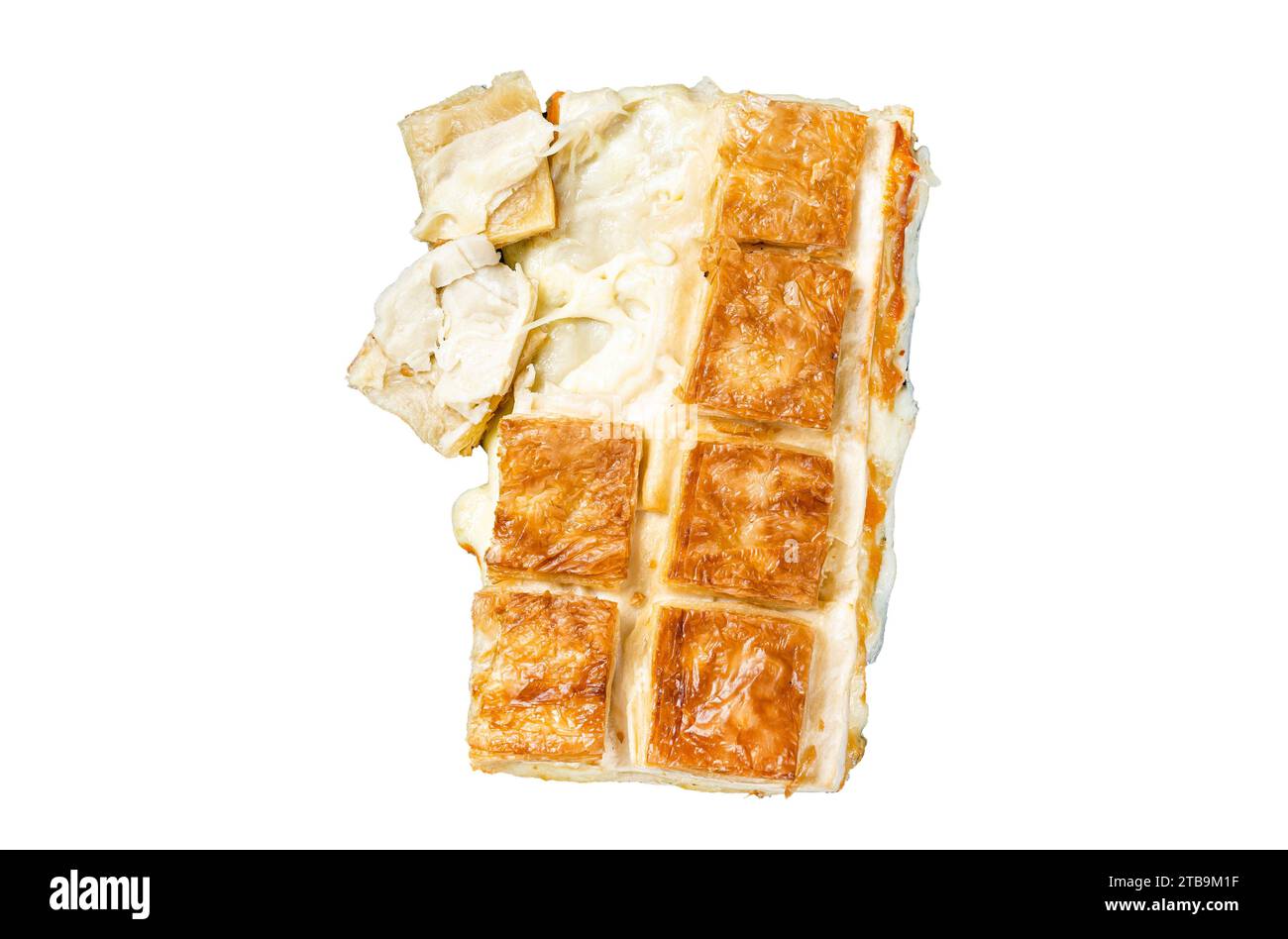 Turkish Su Boregi pie, Tabla borek or burek in plate. Isolated, white ...