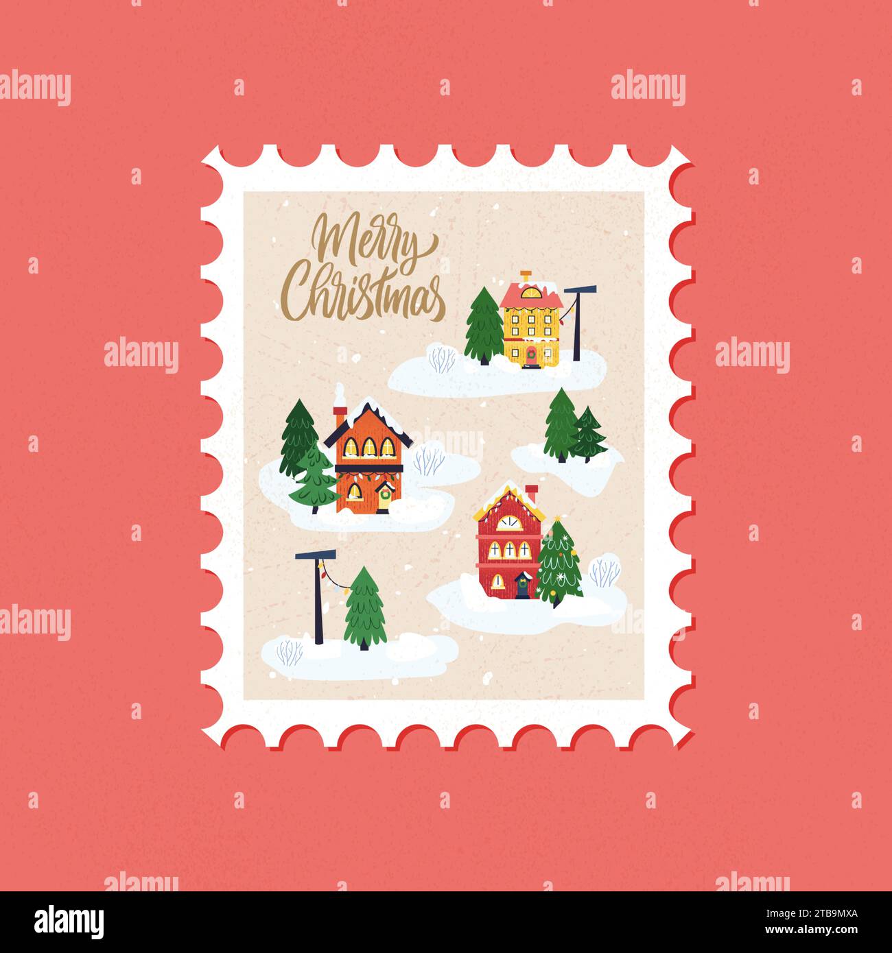 Christmas City Snow Postal Stamp Stock Vector Image & Art - Alamy