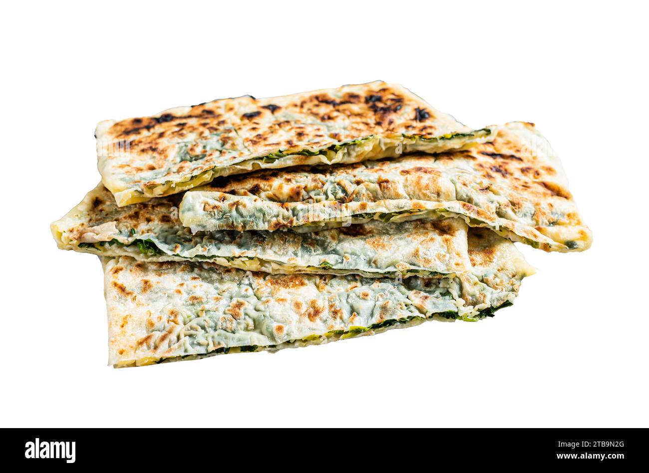 Gozleme Turkish stuffed pastrie, flatbread with greens and cheese ...