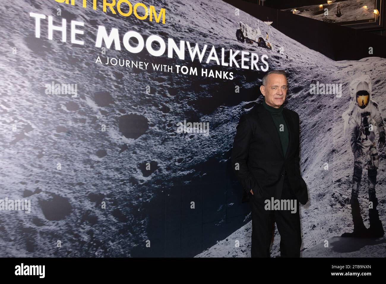Tom Hanks arrives for his narration of The Moonwalkers at Lightroom King's Cross in London ...