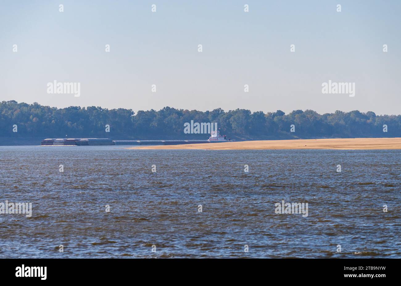 Panorama of sand banks due to extreme low water conditions on ...