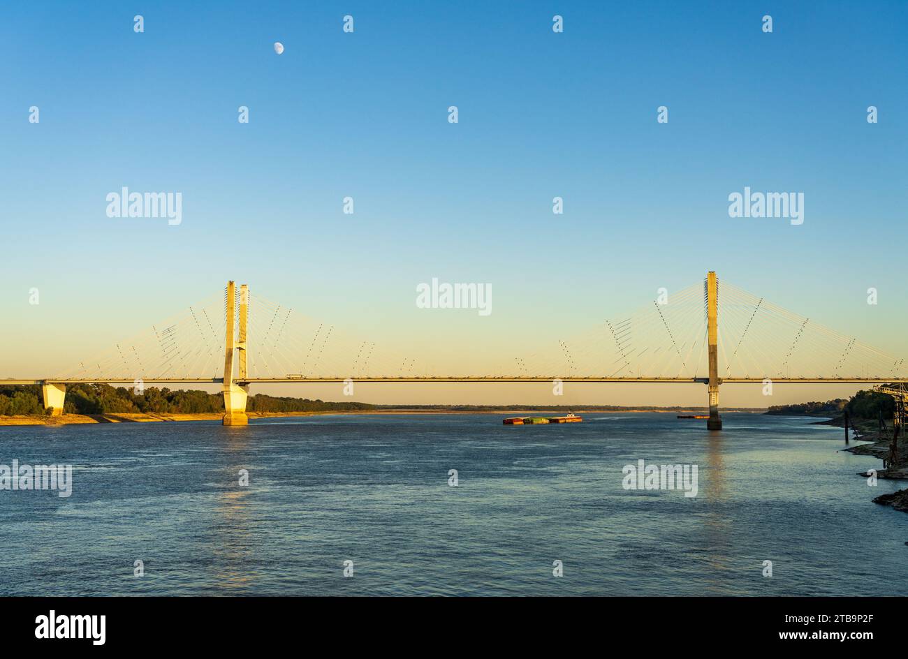 Modern cable-stayed suspension bridge, the Jesse Brent Memorial bridge ...