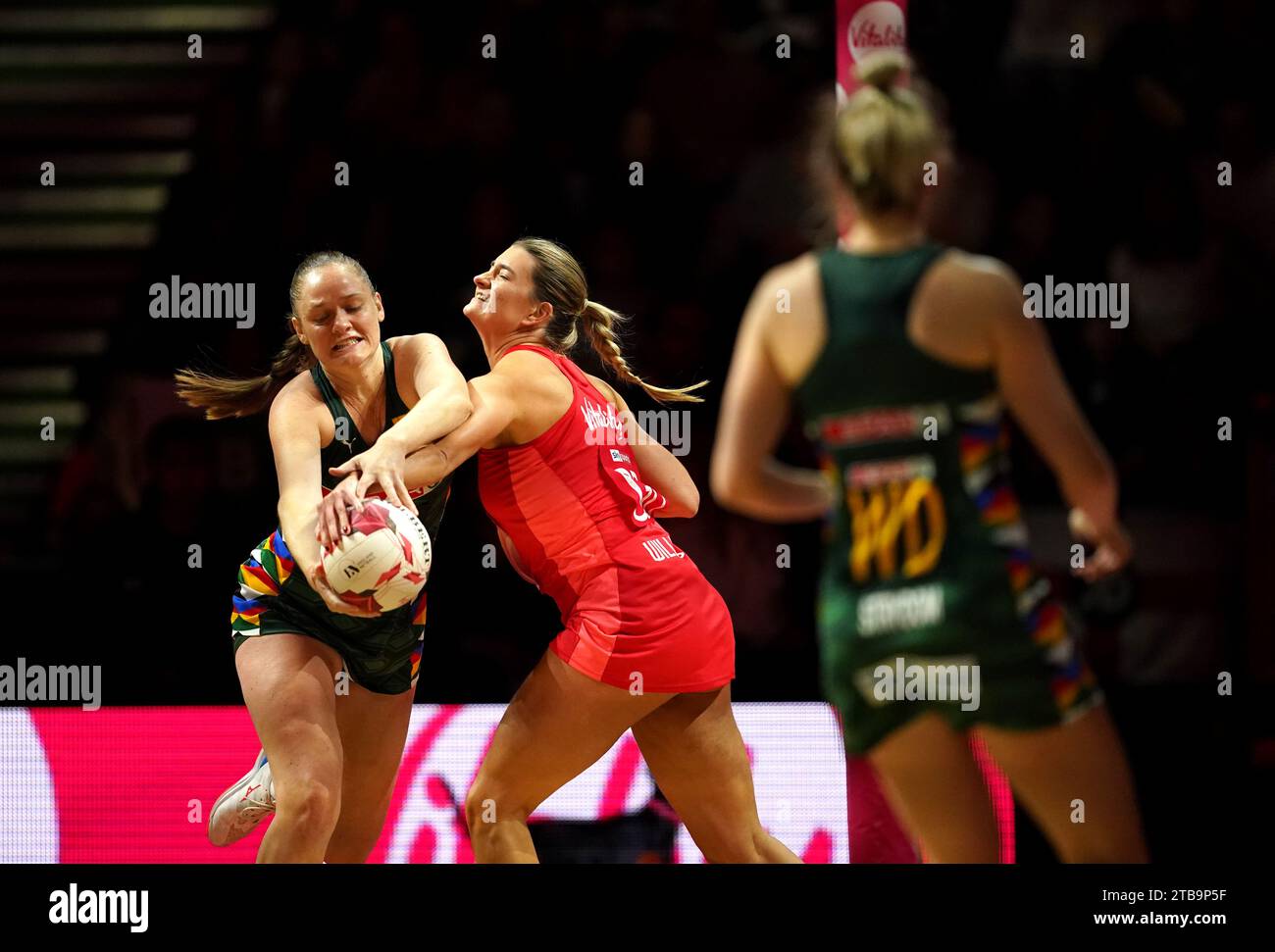 South Africa's Ine-Mari Venter (left) and England's Francesca Williams ...