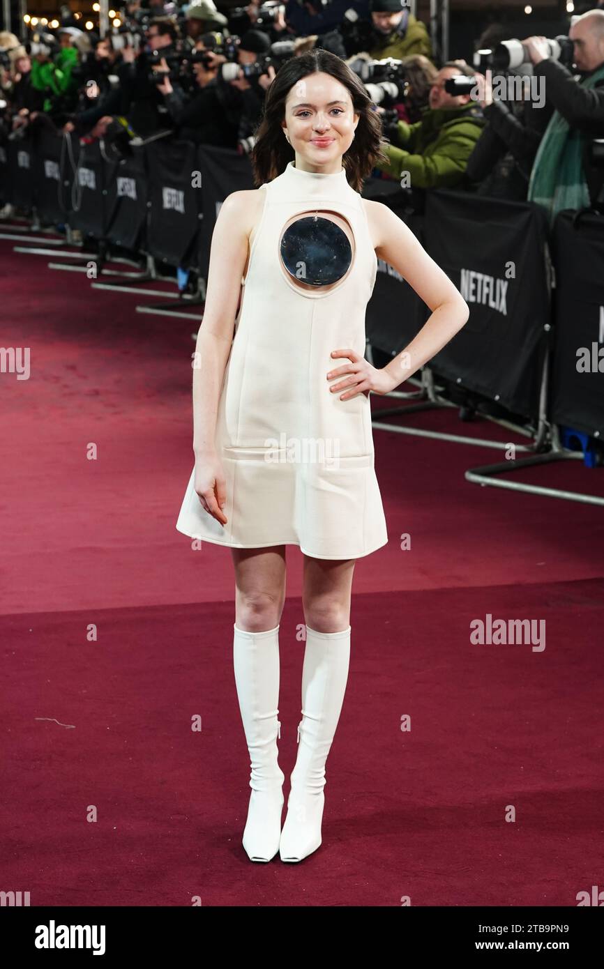 Viola Prettejohn arrives for the Crown finale celebration at the Royal Festival Hall in London ...