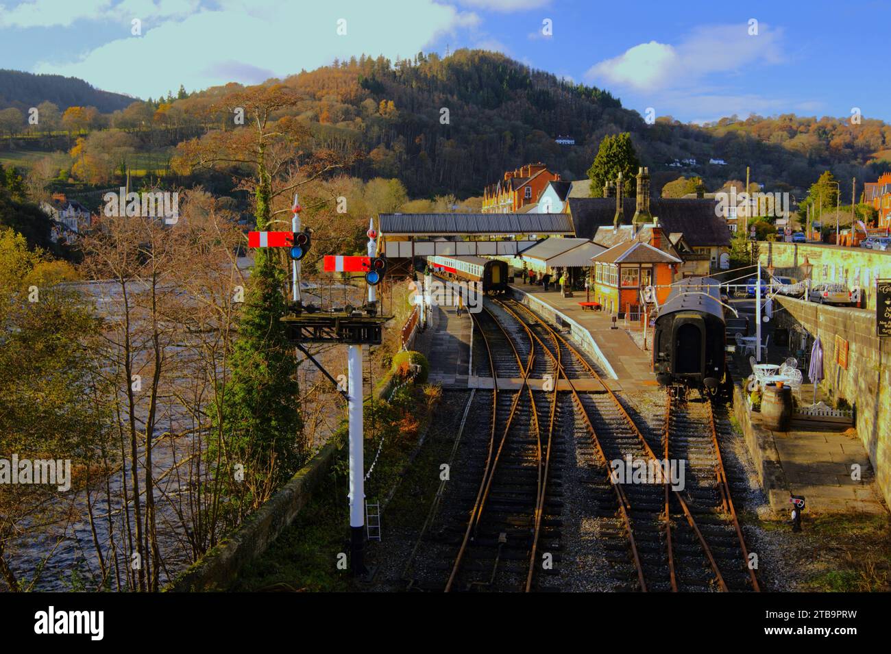 The Llangollen Steam Railway station at Llangollen, Denbighshire WALES ...
