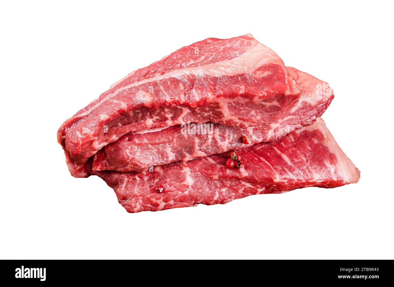 Raw sirloin beef cut, Silverside steak on a wooden board Isolated ...