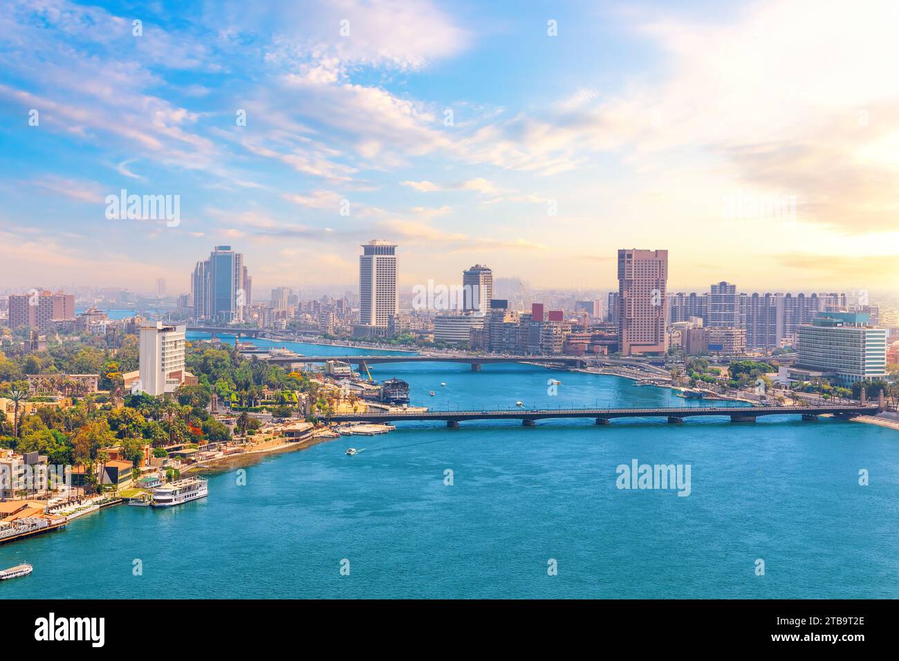 Exclusive aerial view of the bridges over the Nile and downtown of ...